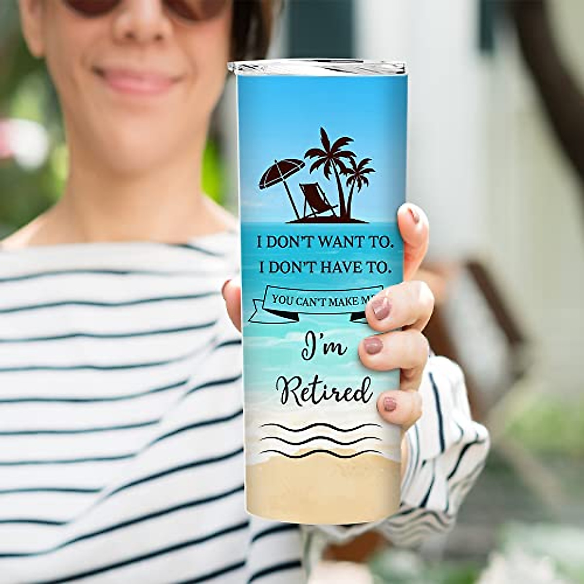 Fatbaby Retirement Gifts for Women,Happy Retirement Travel Tumbler Cup,Retired Gifts for Women Coworker,Vacuum Insulated Stainless Steel Skinny Tumbler With Lid and Straw 20oz