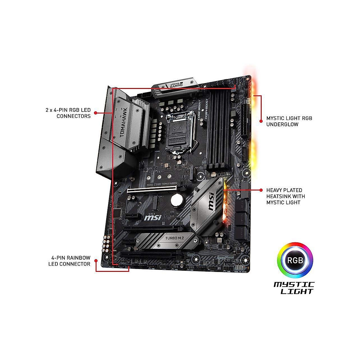MSI MAG Z390 Tomahawk LGA1151 (Intel 8th and 9th Gen) M.2 USB 3.1 Gen 2 DDR4 HDMI DP CFX Dual Gigabit LAN ATX Z390 Gaming Motherboard