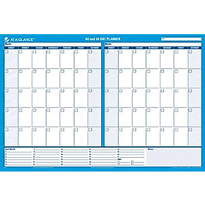 AT-A-GLANCE Wall Planner / Calendar, Undated, Erasable, 30/60-Day, 36 x 24, White/Blue (PM233-28)