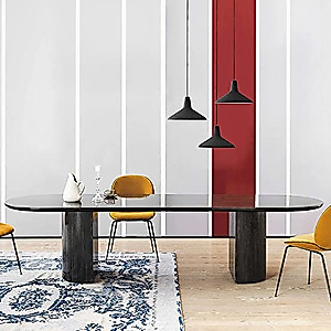 LAKIQ Black Dining Table Modern Solid Wood Dining Room Table Contemporary Oval Double Pedestal Kitchen Table Conference Room Table Kitchen Island Table-Table Only(78.7" L x 35.4" W x 29.5" H)