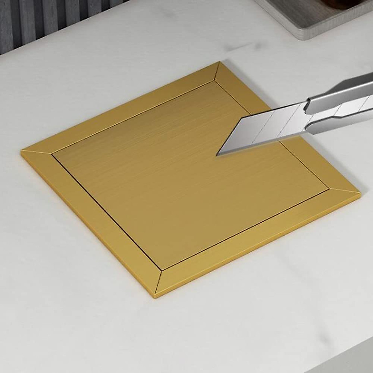 zktoermn Trash Cans Lids, 304 Stainless Steel Trash Grommet Flap Lid, 360 ° Rotation Flush Recessed Trash Can Lid Waste Chute Cover XJJUN (Color : Gold, Size : 22cm)