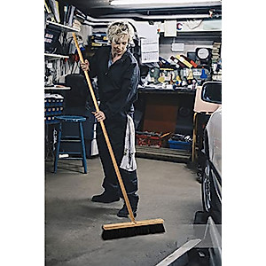 Unvert Black Indoor Push Broom Head – Heavy Duty Hardwood Block – Polypropylene Bristles – Deck Scrub Brush – Two Threaded Handle Holes for Better Assist (14")