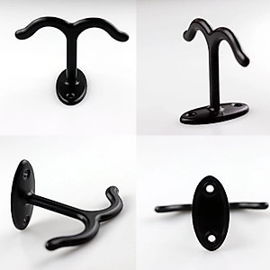 FanSiVoKe 10 Pcs Zinc Alloy Ceiling Double Hook Cabinet Wardrobe Coat Towel Hat Hook Hooks Under Cabinet Shelf (Black)