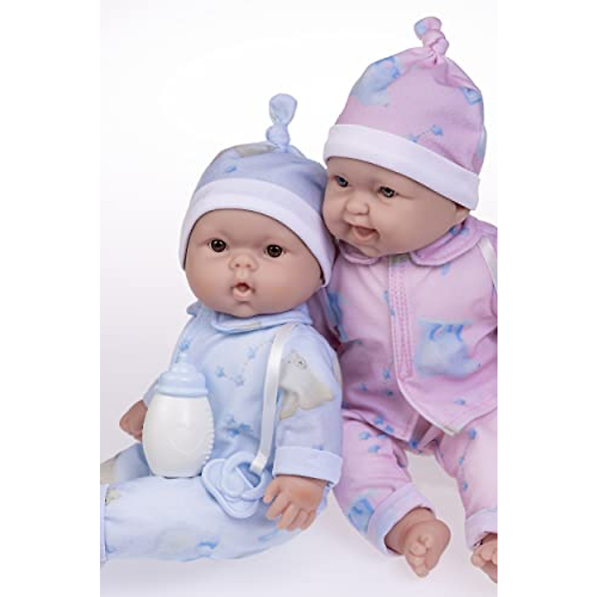 JC Toys Twins 13" Realistic Soft Body Baby Dolls Berenguer Boutique | Twins Gift Set with Removable Outfits and Accessories | Pink and Blue | Caucasian | Ages 2+