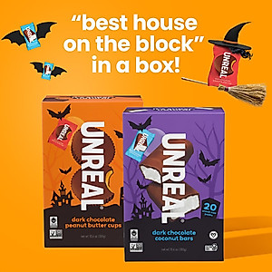 Halloween Edition UNREAL Dark Chocolate Peanut Butter Cups (40 Cups) | 5g Sugar | Certified Vegan, Gluten Free, Fair Trade, Non-GMO | No Sugar Alcohols or Soy | 2 boxes
