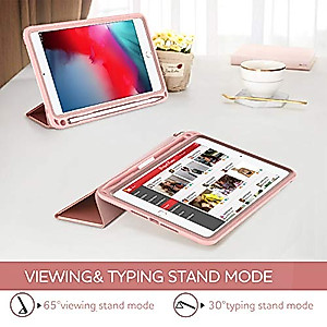 SURITCH Case for iPad Mini 4/iPad Mini 5,【Built in Screen Protector】【Auto Sleep/Wake】【Pencil Holder】 Lightweight Leather Case Flip Cover with Stand for iPad Mini 4/Mini 5 7.9"(Rose Gold)
