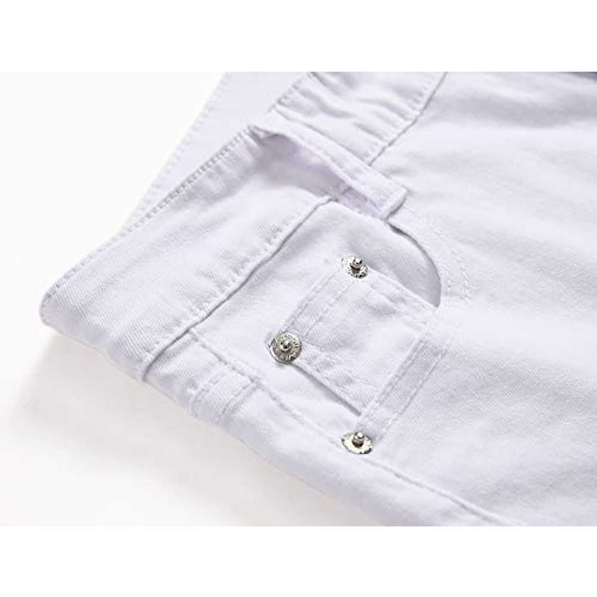 Kihatwin Boy's Skinny Ripped Jeans Slim Fit Distressed Zipper Pants with Holes White 12