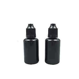 UPSTORE 30ml/1oz Black Plastic Refillable Empty Dropping Refueling Bottles Eye Liquid Squeezable Dropper Vials Sample Packing Storage Holder Container with Safety Screw Cap And Removable Plug (50PCS)