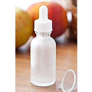 JUVITUS 1 oz Frosted Clear Glass Boston Round Empty Bottle with White Graduated Measurement Glass Dropper (12 pack)