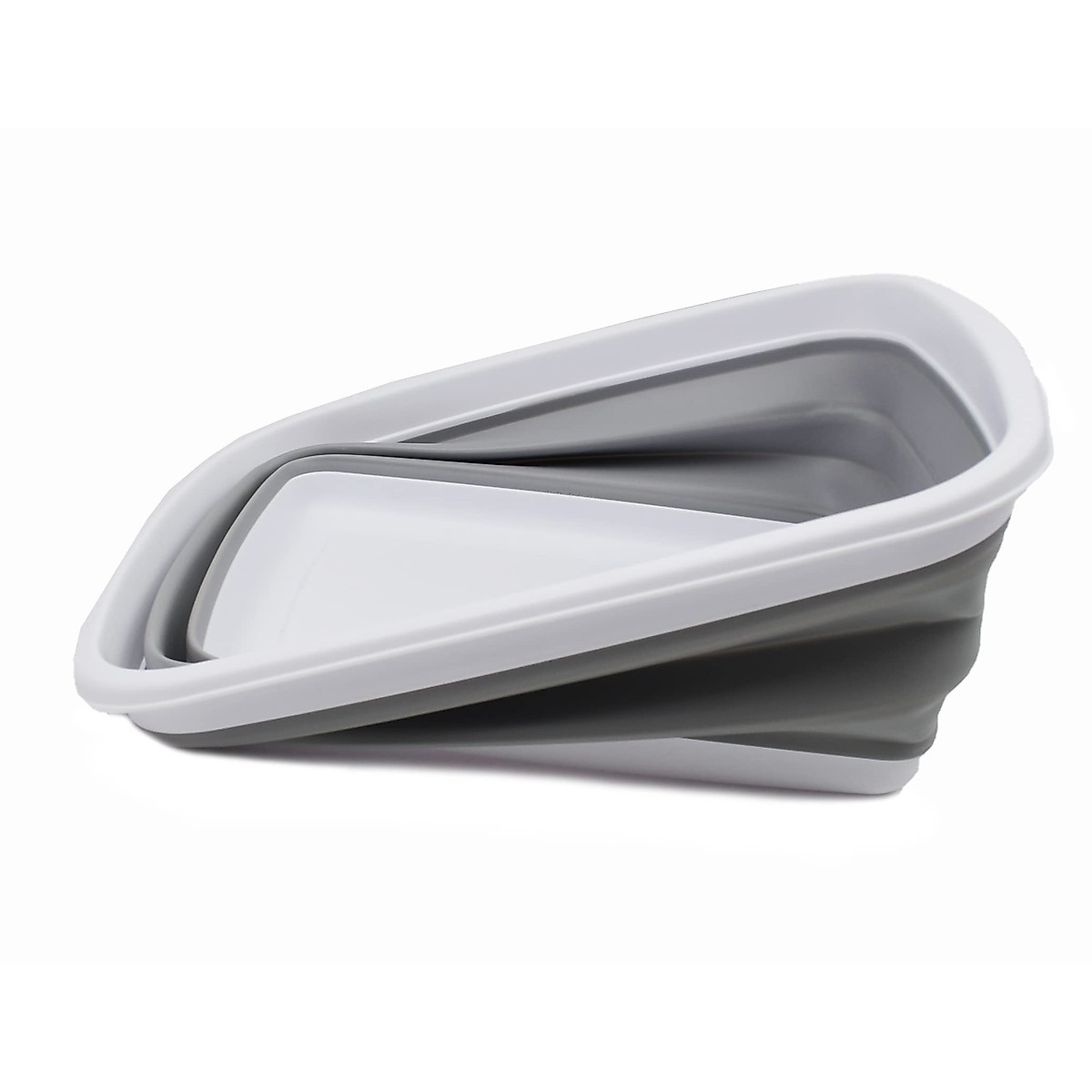 SAMMART 10L (2.6 Gallons) Collapsible Tub - Foldable Dish Tub - Portable Washing Basin - Space Saving Plastic Washtub (White/Grey, 1)