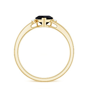 Certified Heart Shape Created Black Diamond Promise Ring for Women with Diamond | 1 Cttw | AAAA Quality, 14K Yellow Gold, Size:US 5.50