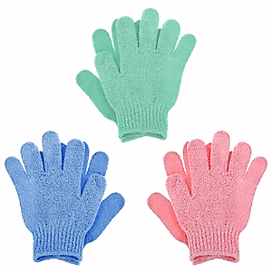 Molain 3 Pairs Exfoliating Gloves Premium Scrub Wash Mitt Bath Loofah Shower Spa Exfoliation Sponges Women Men Bath Accessories Dead Skin Remover for Body Washcloth