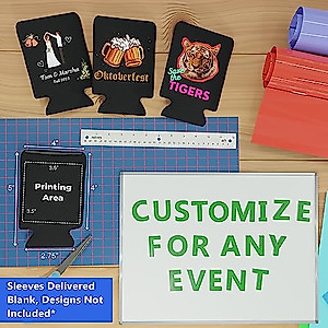 25 Pack Black Blank Can Cooler Sleeves, Customizable Bulk Sublimation Can Coolers, Extra-Thick Collapsible Drink Insulator Sleeve, Beer Can Coolers for Party Beverages, PartyPrints
