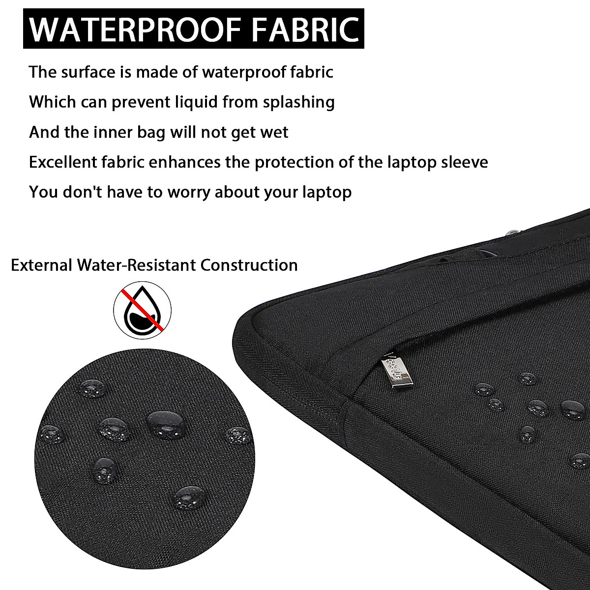 V Voova Laptop Bag 15.6 inch with Shoulder Strap & Handle, Waterproof Laptop Case Sleeve Compatible with 15-16”MacBook Air/Pro, HP Acer Asus Dell Lenovo, Slim Computer Bag for Men Women, Black