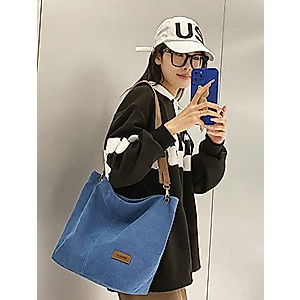 Hobo Bag Women Chic Tote Bag Stylish Casual Retro Students Canvas Shoulder Bag