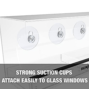 Sun Joe SJ-WBF-WN Outdoor Window Bird Feeder for Wild Birds, Bluebirds, Cardinals, and Others w/ 3 Heavy Duty Suction Cups, 2 Sliding Seed Trays, Drain Holes, Clear
