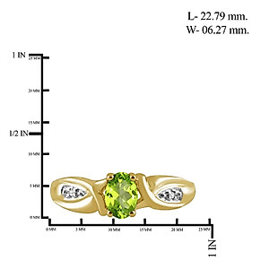 JEWELEXCESS 0.48 CTW Peridot & Accent White Diamonds Ring in 14K Gold Over Silver