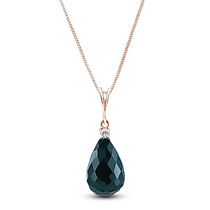 Galaxy Gold GG 14k Solid Gold 18" Necklace with briolette Emerald COLOUR GREEN SAPPHIRE Pendant