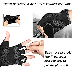 MOREOK Cycling Gloves Bike Gloves for Men/Women-[5MM Gel Pad] Biking Gloves Half Finger Bicycle Gloves Exercise Workout Gloves for Cycling/Weight Lifting/Gym/Motorcycle/Rowing-black-128-XXL