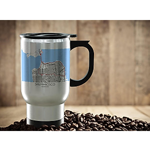 San Francisco Marathon Course Route San Francisco Gifts and Souvenirs - Unique Drinkware - San Francisco Marathon Course Route Race Memento - 14oz Travel Mug Steel