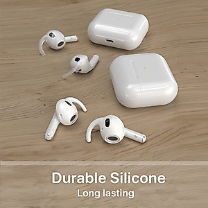 CharJenPro Patented Ear Hooks for AirPods Pro and AirPods 3 (3rd Generation). Stays in Ears, Ultra Comfortable, Covers Never Falls Off. (White & Translucent)