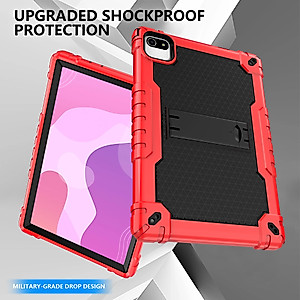 SOATUTO for Moderness Tablet MB1001 10.1 inch Case with Shoulder Strap Stand Soft Silicone Hybrid Case for 10 inch ZZB Velorim Freeski OLEXEX Bestski CZZ HAPPYBE ANYLAKE Okaysea Tablet (Red+Black)