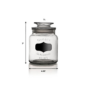 American Atelier Canister Set 3-Piece Glass Jars in 33oz, 44oz & 60oz Chic Retro w/ Airtight Lids, Chalkboard, for Cookies, Candy, Coffee, Flour, Sugar, Rice, Pasta, Cereal & More, Clear