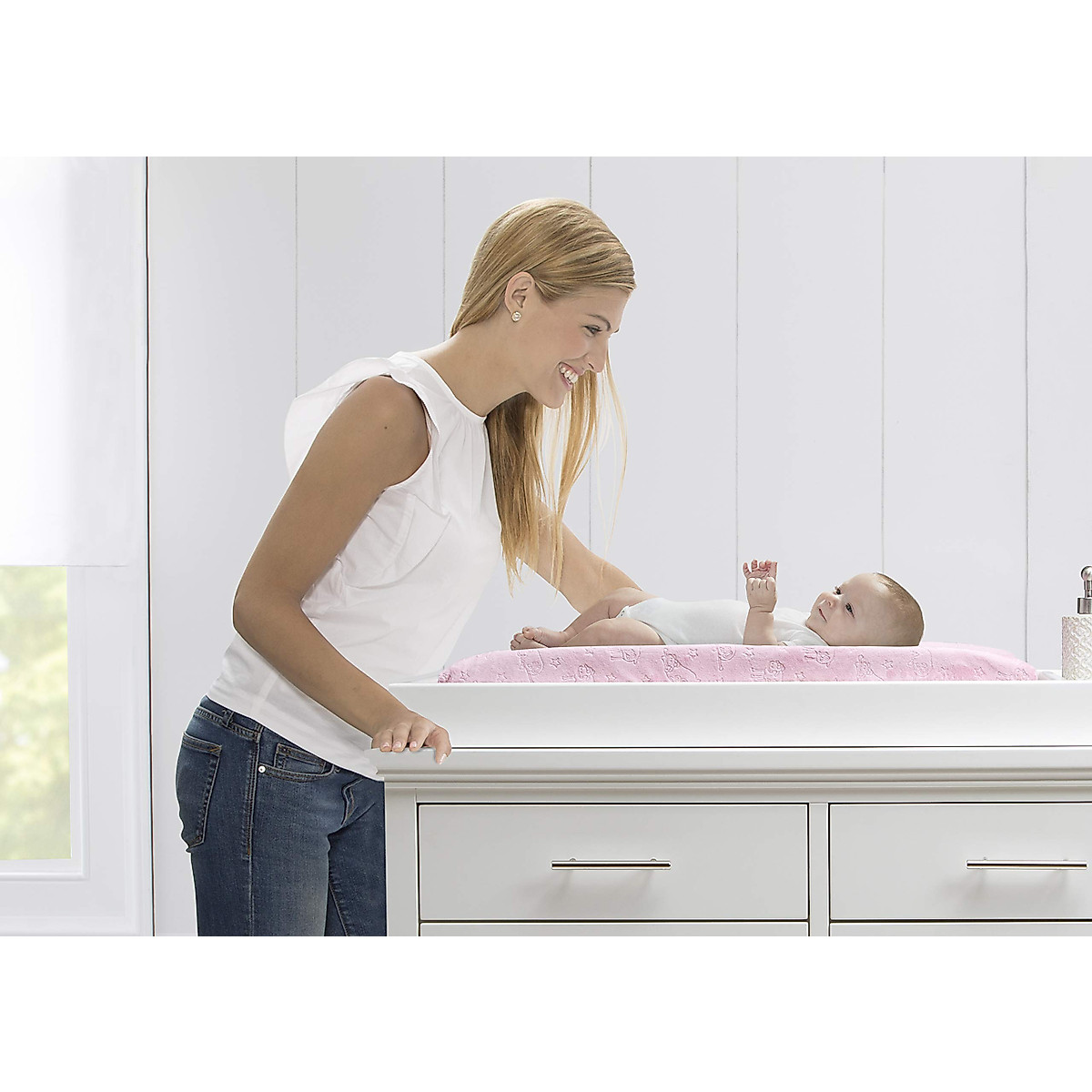 Serta Perfect Sleeper Contoured Changing Pad with Plush Cover, Pink