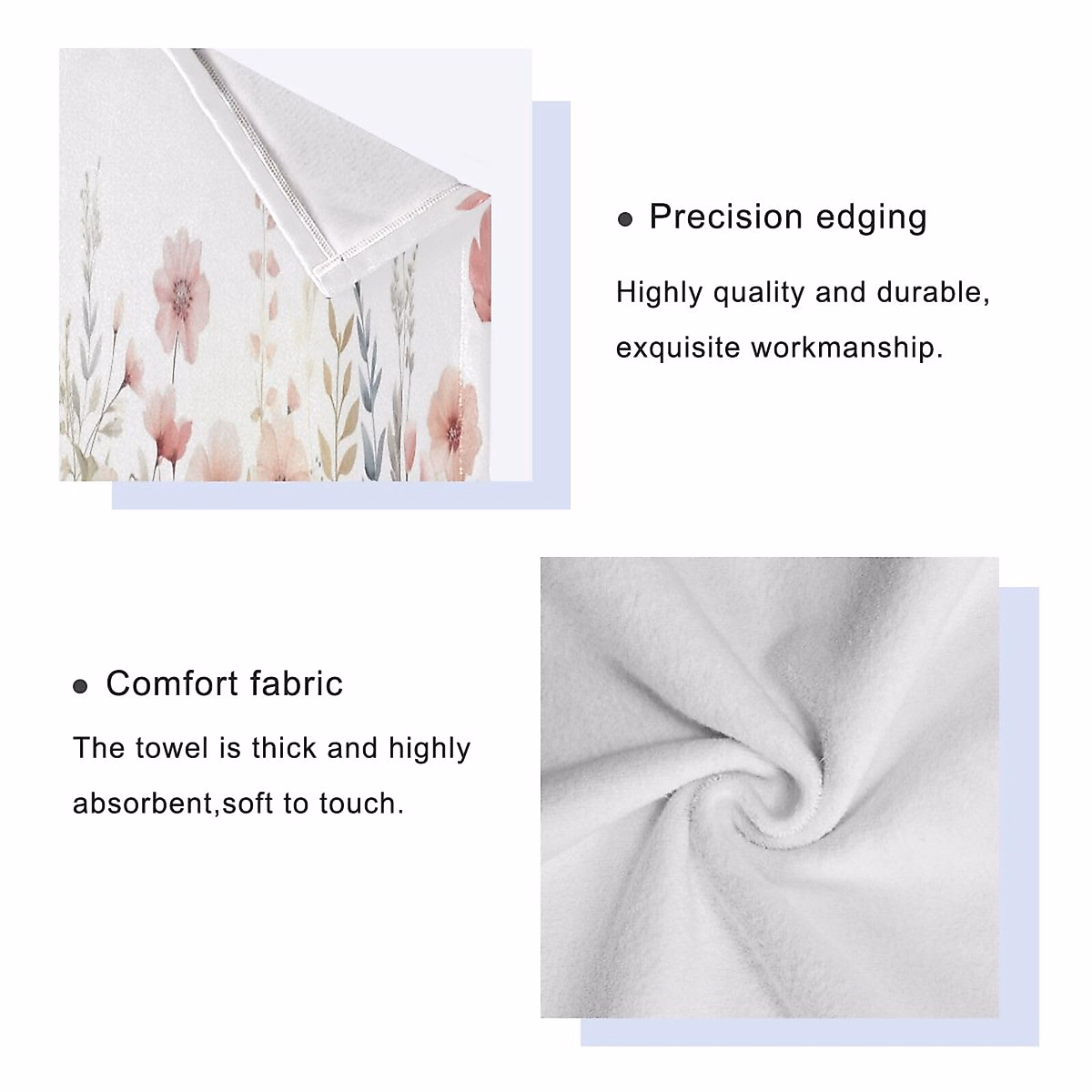 Flradish Pink Flowers Towels 3 Pack Bath Towels for Bathroom Set Soft Cotton Highly Absorbent Lightweight & Quickdry Towel Set 1 Bath Towel,1 Hand Towel,1 Washclothe