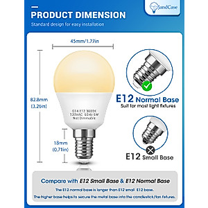 JandCase Ceiling Fan Light Bulbs, 6W E12 LED Bulbs 60Watt Equivalent, G14 LED Bulbs for Ceiling Fan, Chandelier, Table Lamp, Soft White 3000K, Non-dimmable, 6 Pack