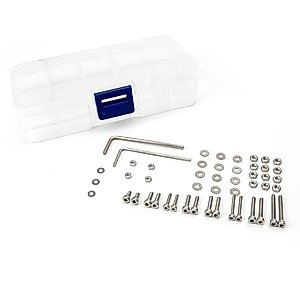 50pcs/set Universal Turntable Headshell Cartridge Mounting: Stainless Steel Hex Socket Head Screws, Bolts, Nuts, Metal Washers & Wrenches - Assortment Kit in A Mixed Boxed Case - For Phonograph Parts