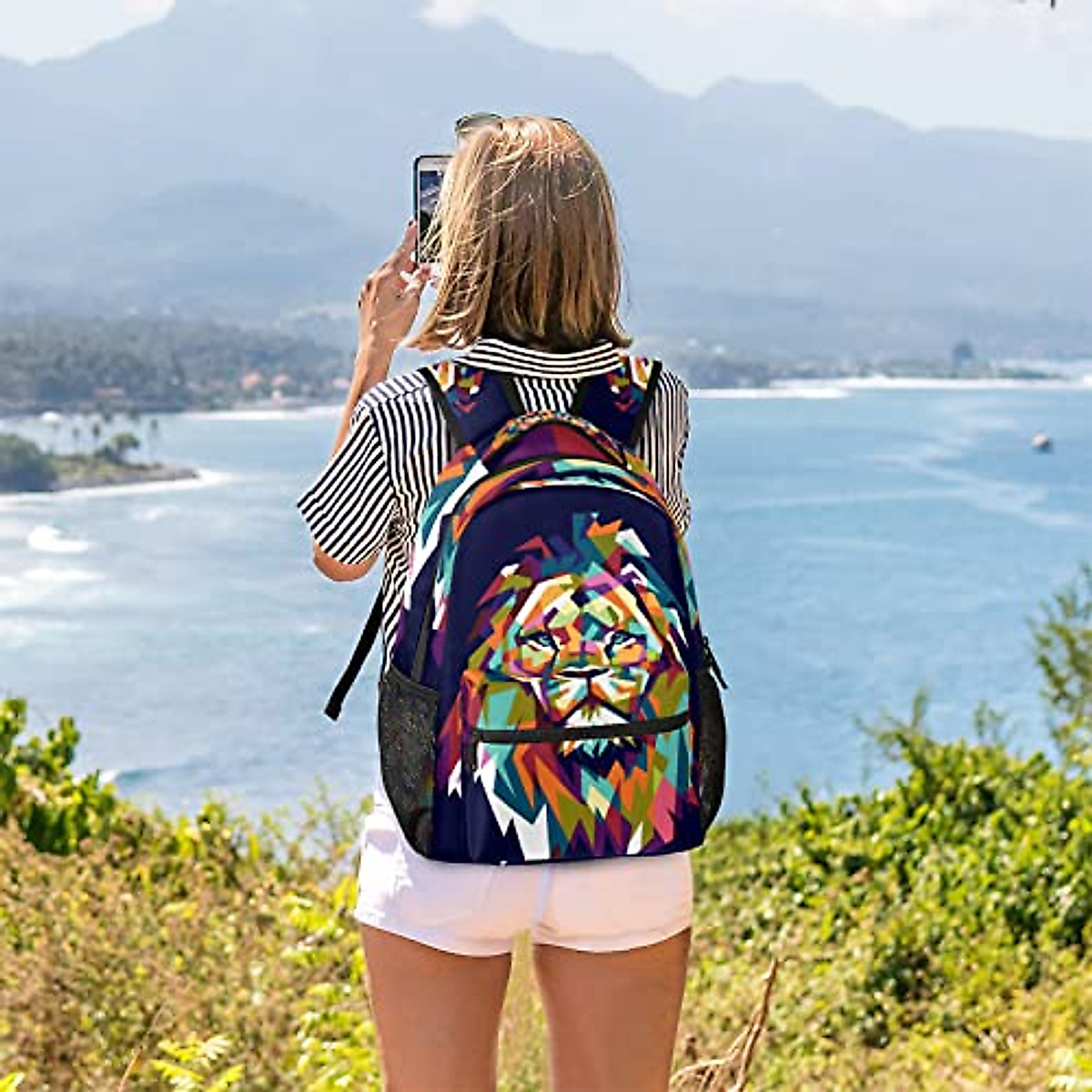 Lion Backpacks for Girls Boys, Abstract Lion Travel Backpack Laptop Backpack Waterproof School Backpack Bookbags for Teens Kids Backpack with Multiple Pocket Hiking Daypack Casual Bag