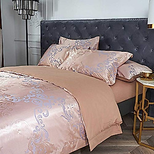 Dolce Mela 6 Piece Bedding Duvet Cover Set, Luxury Jacquard Top, 100% Soft Combed Cotton Inside, Superior Comfort, Breathable, All-Season, Machine Washable, DM801Q, Multi-Color, Queen