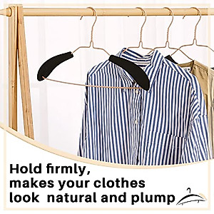 Velvet Hangers Shoulder Form Hanger Shoulder Shaper Black Hanger Pads Flocking and Plastic Hanger Shoulder Protectors for Velvet Flocking Hangers Measuring 0.2 Inch in Thickness (16)