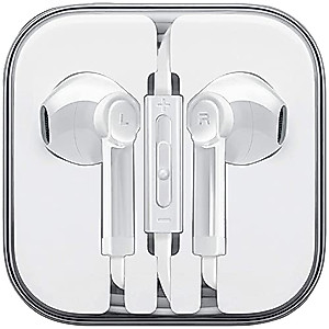 ARC Wired Earbuds in-Ear Headphones, Earphones with Microphone, Slide Volume Control Noise Isolation Ear Buds Ear Tips, 3.5mm Jack for iPhone, iPad, Samsung, Computer, Laptop, Gaming, Sports - White