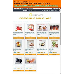 Golden Apple, 32oz-10sets Plastic Food Storage Containers with Lids, Microwavable Translucent Plastic Deli Container and Lid Combo Pack, Stackable, Reusable…