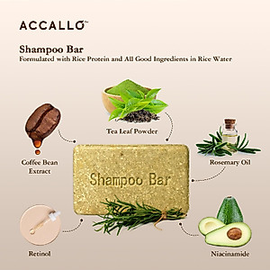 Accallo Bar Shampoo and Conditioner: Rice Water Shampoo Bar, Conditioner Bar, for Hair Growth, Travel Size Sets, Solid Shampoo