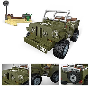 Olimond Toys Military Vehicle Building Sets Army Truck Building Kit WW2 Willys Car Model Building Toys for Kids Aged 6-12 (272 pcs)