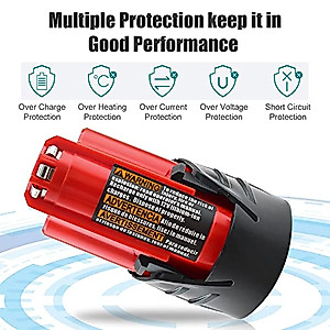 2Packs 3.0Ah 12 Volt 48-11-2430 Replacement Battery Compatible with Milwaukee 12V Battery Lithium 48-11-2430 48-11-2420 48-11-2425 48-11-2401 48-11-2402 48-11-2440 48-11-2460 Cordless Power(Orange)