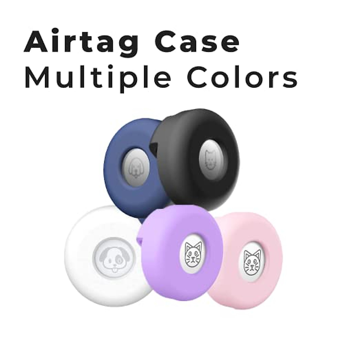 Airtag Dog Collar Holder (2-Pack) Easy to Clean Silicone, Anti-Lost GPS Air Tag Case, Compatible with Dog Cat Collars as Well as Backpacks and Purses, Shock Proof, Silicone Protective Cas (White/Pink)