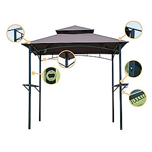 GOJOOASIS Barbecue Grill Gazebo Outdoor 2-Tier BBQ Canopy Tent Coffee Shelter 8-Feet