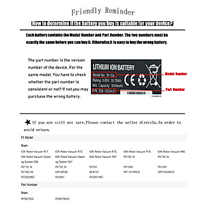 BCXY (3400mAh RVBAT850 Battery Replacement for Shark RV750_N RV720_N RV700_N RV1001AE RV1001 RV1101ARUS UR1005AE RV2001 RV2001WD RV1000 RV761 IQ R101 Shark RVBAT850A Battery