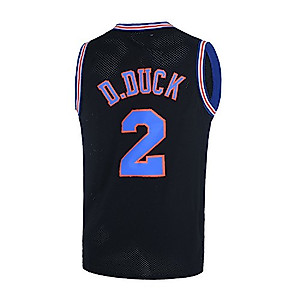 TUEIKGU #2 D Duck Space Movie Basketball Jersey for Men 90s Hip hop Clothing for Party (Black, Large)