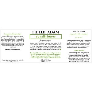 Phillip Adam Fragrance Free Shampoo and Conditioner Set with Apple Cider Vinegar - pH Balancing - Enhance Shine and Smoothness- 12 Ounce Each