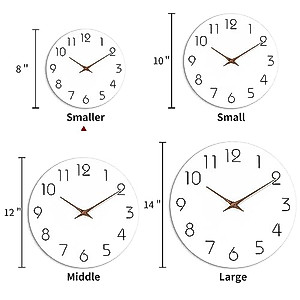 Mosewa Wall Clock 8 Inch Silent Non Ticking Wall Clocks Battery Operated - Simple Minimalist Wooden Clock Decorative for Kitchen,Home,Bedroom,Living Room, Office(8" White)