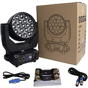 SHEHDS Moving Head Light LED 19x15W RGBW 4in1 Beam/Wash/Zoom Effect Stage Lights Professional DMX512 & Sound Activated Control DJ Lights for Party Wedding Disco and Nightclub - 1 Pack
