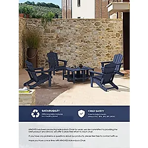 KINGYES Folding Adirondack Chair, HDPE All-Weather Adirondack Chair, Navy