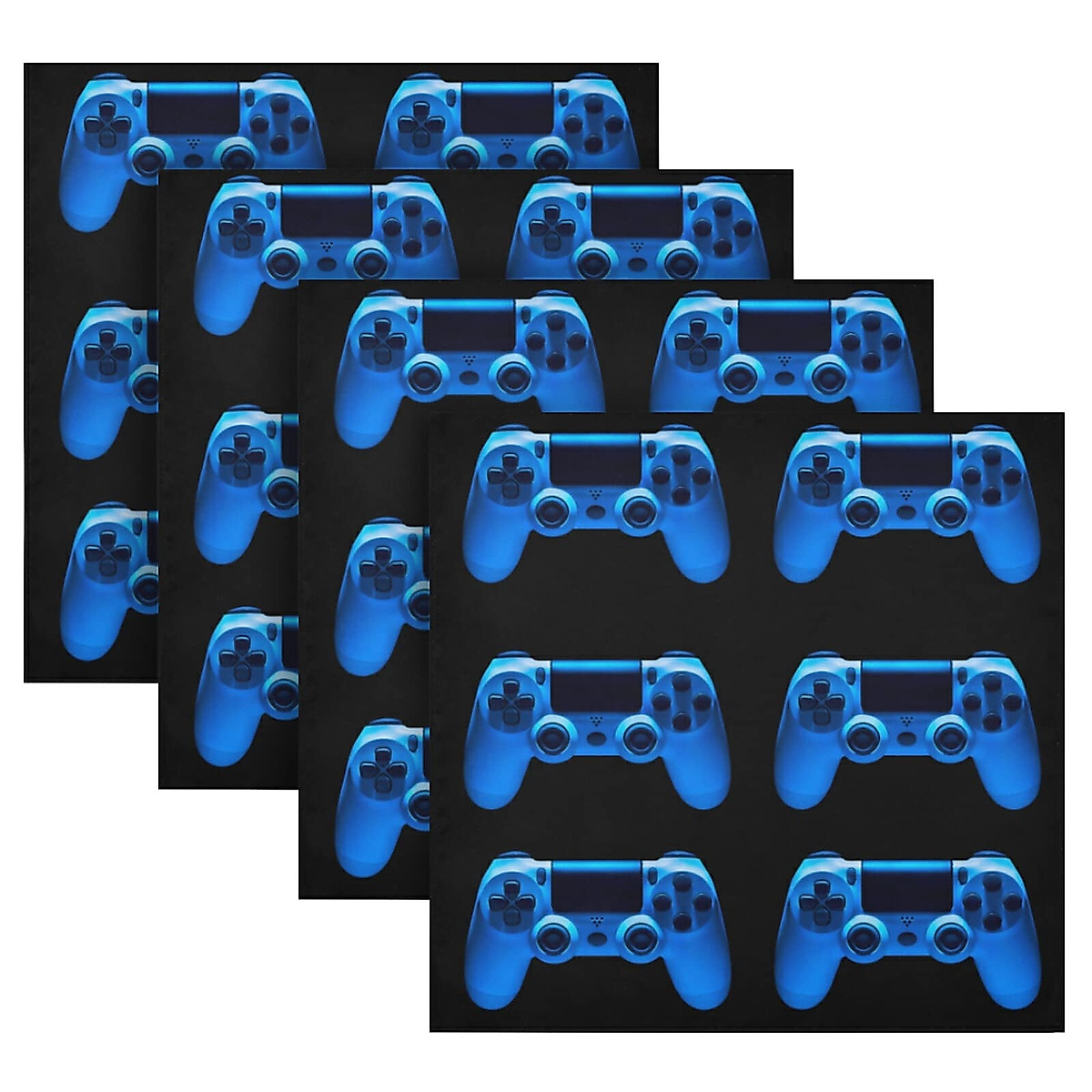 Oyihfvs Video Game Joystick Gamepad in Blue Neon Lights Isolated on Black Cloth Napkin Set of 1,Dinner Napkins Reusable Table Napkin Washable Polyester Fabric for Cocktail Party Holiday Wedding Home