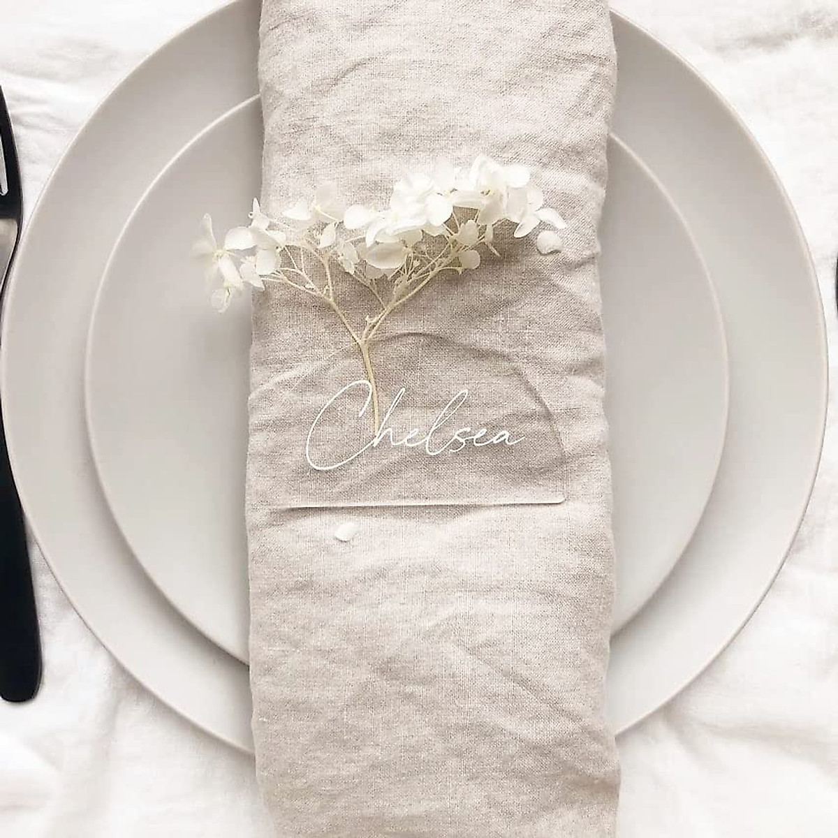 JINMURY 20 Pcs Half Circle Acrylic Place Cards for Weddings-Arch Acrylic Blanks Seating Cards DIY Handwritten Blank Clear Arch Acrylic Guest Name Cards Wedding Escort Cards for Wedding Table Decor