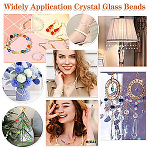Qinzave 1401 Pieces Crystal Glass Beads for Jewelry Making Rondelle Shape Crystal Beads with Colorful Loose Beads, Assorted Crystal Faceted Beads for Bracelets, Necklace DIY Craft 4 mm 6 mm 8 mm